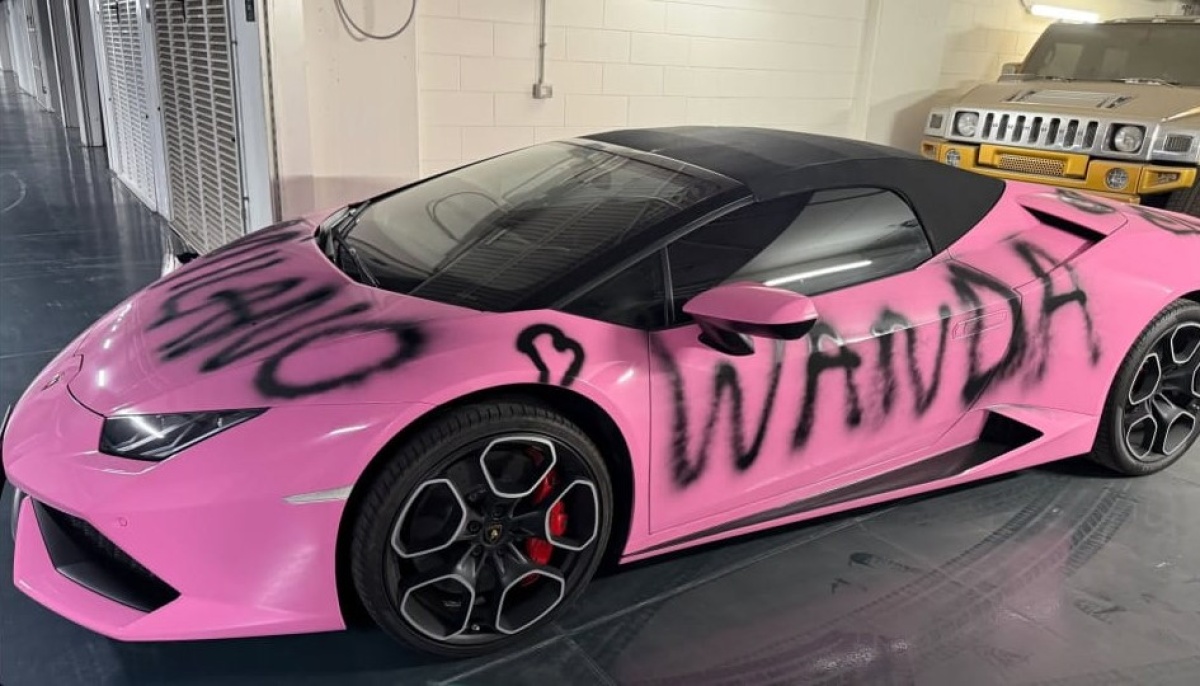 Wanda Nara grafiteó su Lamborghini rosa y compartió un adelanto de su nuevo tema "Tóxica"